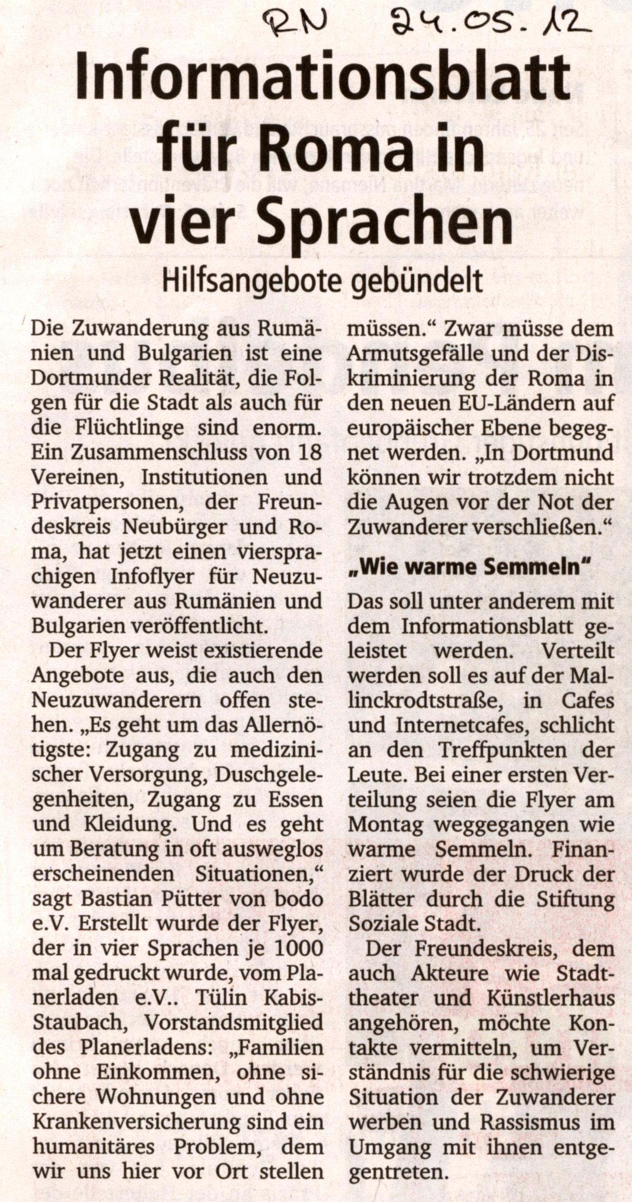 Projektverbund Nordstadt : Hilfen für Zuwanderer aus Bulgarien und ...